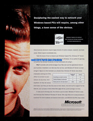 Microsoft Windows NT Server PC Software 1996 Print Magazine Ad Poster ...