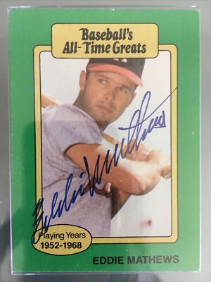 Eddie Mathews Autograph Signed Card Baseball All-Time Greats BRAVES HOF ...