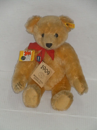 1980'S STEIFF 1909 REPLICA GOLDEN TEDDY BEAR TAG BUTTON PIN HANG TAGS ...