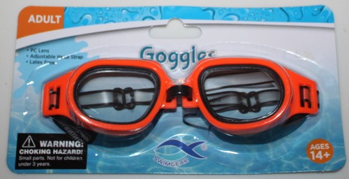Swimgear Adult Orange Swim Goggles - PC lens - Adjustable - Latex Free ...