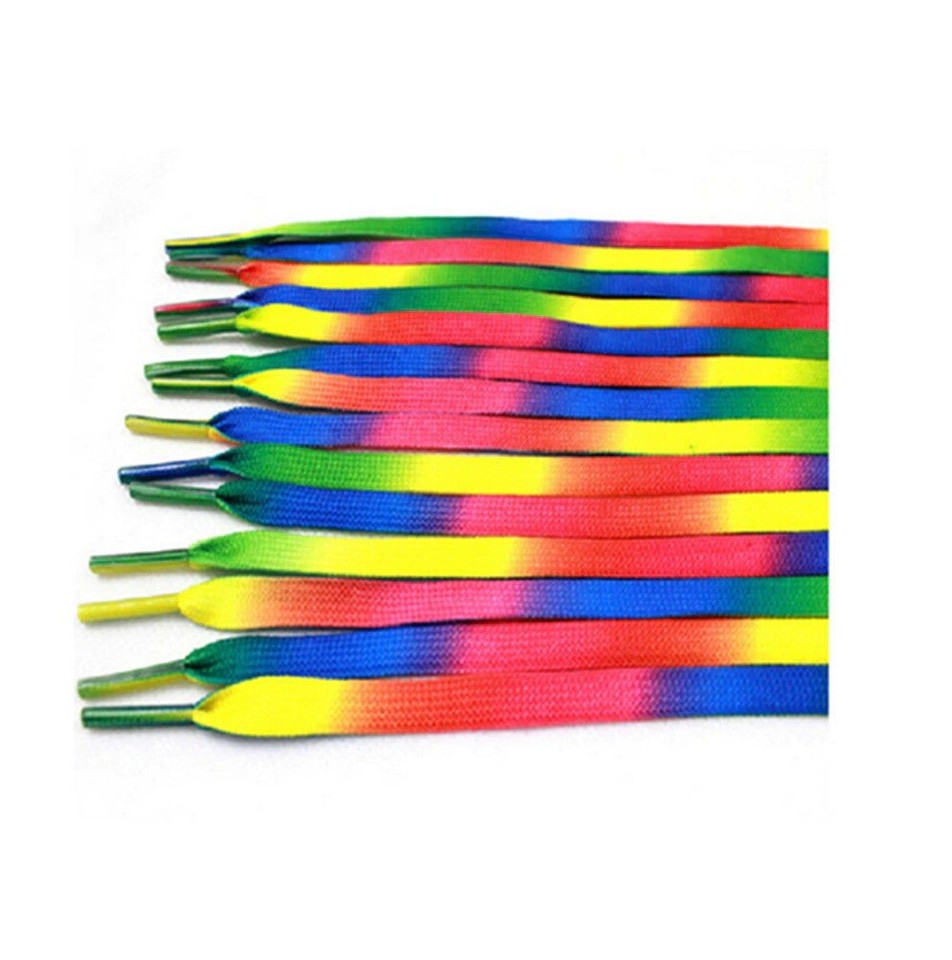 1 Pair OF Rainbow Multi-Color Flat Shoe Laces Shoelaces Strings for ...