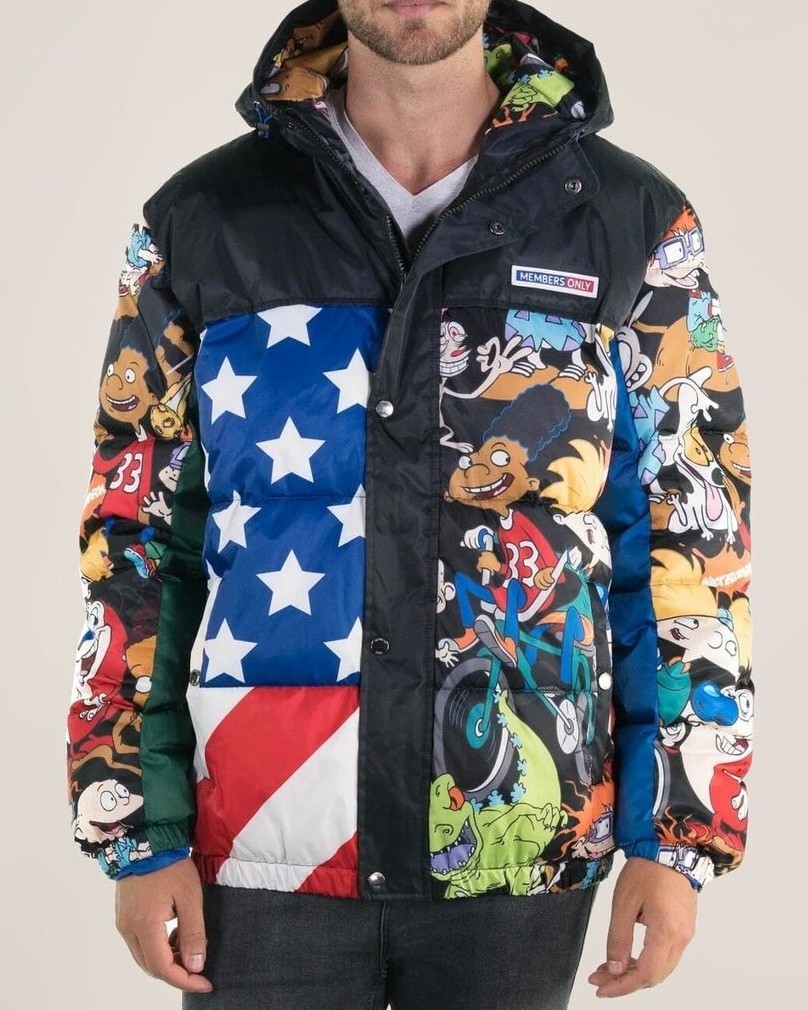 Nickelodeon, Rugrats Flag Print Mens Puffer Jacket, S… - Gem