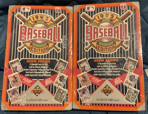 2-(TWO) 1992 Upper Deck Baseball High Series Wax Box find the Bench ...