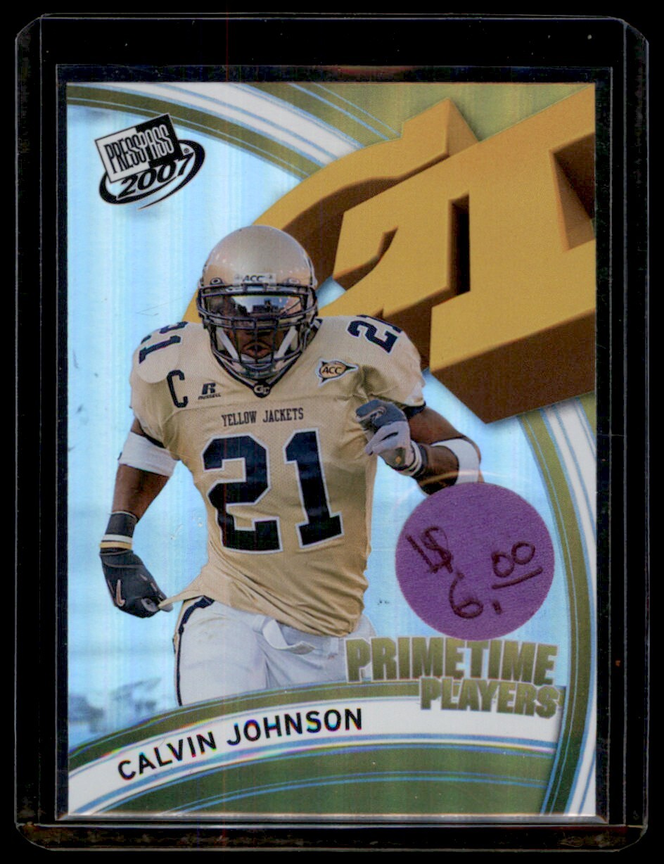 2007 Press Pass Primetime Players Calvin Johnson Georgia Tech Yellow ...