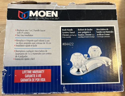 Moen Knob Handle Chrome Lavatory Faucet-New Open Box | eBay