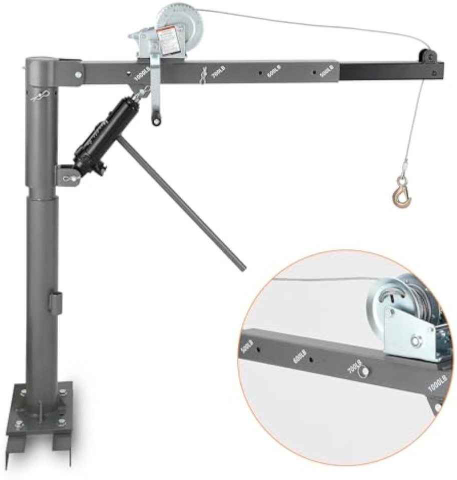 Truck Crane Hoist 1000lbs Truck Jib Hydraulic Hitch Mount Engine Pickup ...