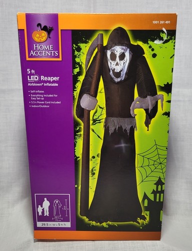 NOS Home Accents 5 ft LED Reaper Airblown Inflatable Halloween ...