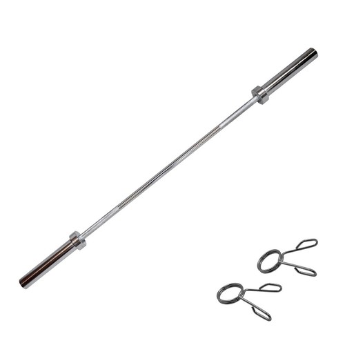 150cm 5 FT Chrome Olympic Barbell Bar 5 Foot Bar Weight & 2 Free Spring ...