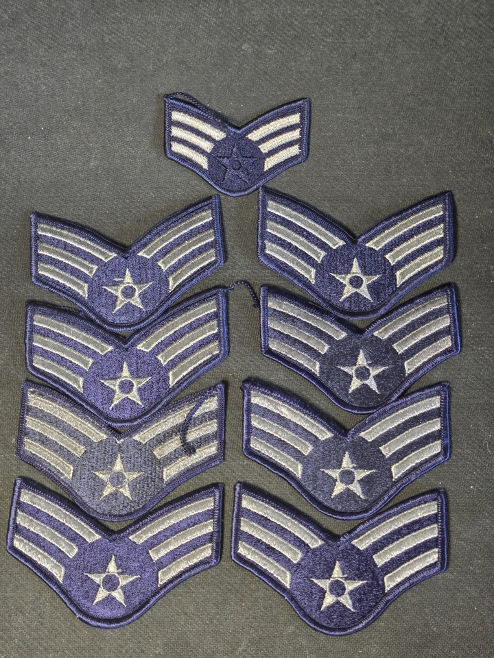 9 USAF US Air Force Staff Sergeant Chevrons Stripes E5 E-5 Stripe Rank ...