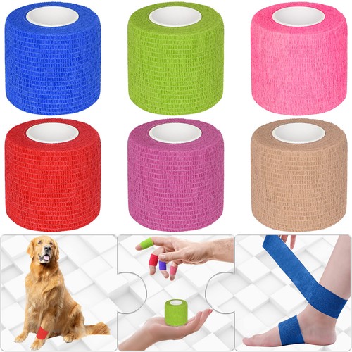 6 Pack 2 Inches Self Adhesive Bandage Wrap Breathable Cohesive Bandage ...