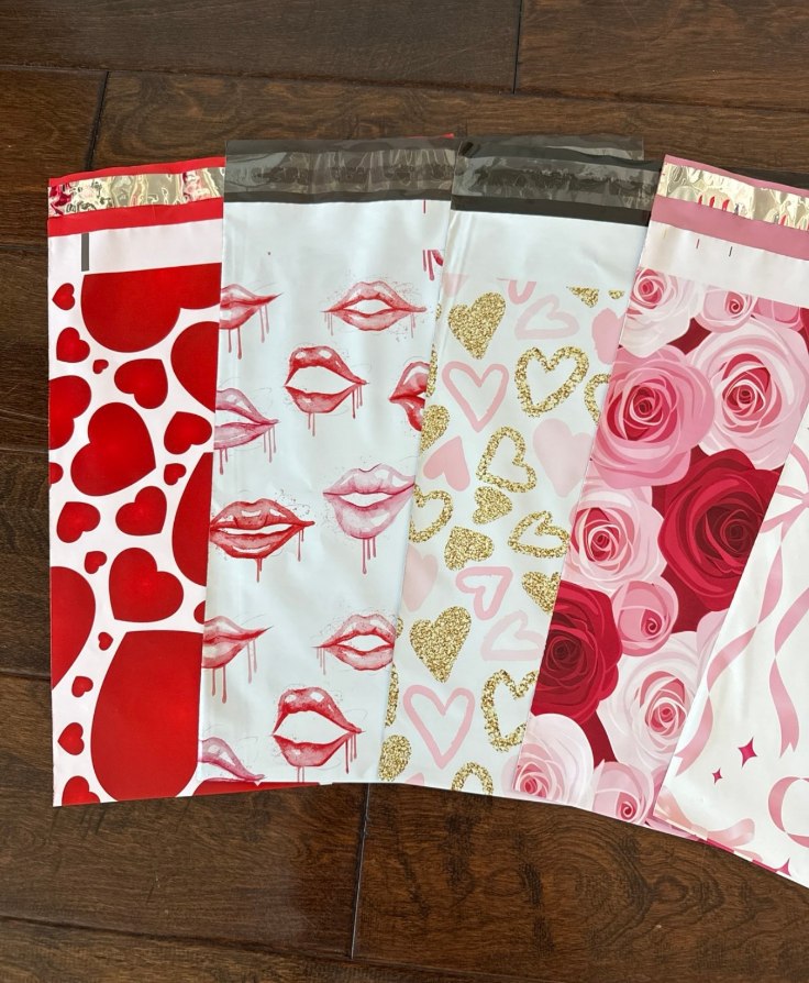 10x13" Beautiful Valentines Mix of 5 Patterns Designer Poly Mailers | eBay