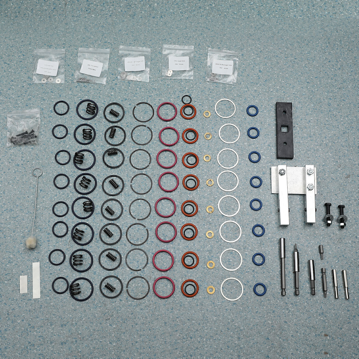 Fit 7.3L PowerStroke Injector Rebuild Kit w/vice clamp and tools ...