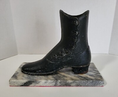 Antique Cast Iron Victorian Shoe Boot On Marble Display | eBay
