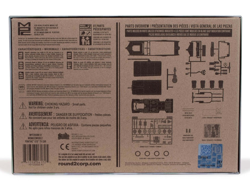 MPC Monkeemobile Pontiac GTO TV Car 1:25 Scale Plastic Model Kit 996 ...