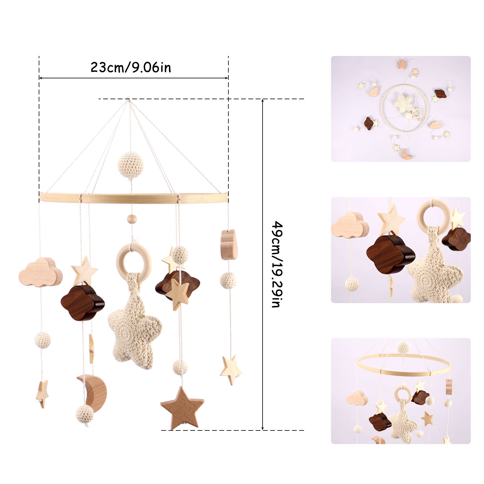 Baby Crib Mobile Boho Kids Nursery Mobiles Hanging Crib Ceiling Mobile ...