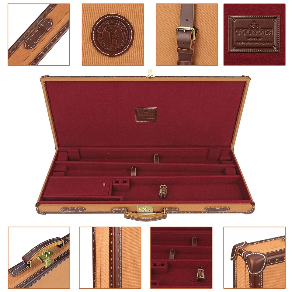 TOURBON Canvas/Leather Shot Gun Case Take Down Rifle Case Hard Gun ...