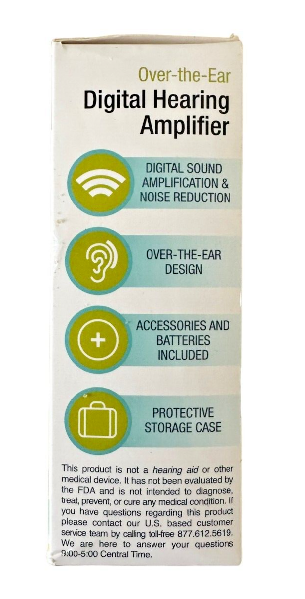 NuvoMed Over-the-Ear Hearing Amplifier With Case & Accessories | eBay