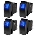 4Pcs Car Boat Marine Dash Rocker Switch Blue 12V 24V Waterproof ON-OFF ...