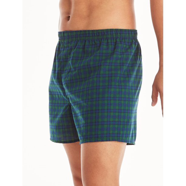 3 or 6 Hanes Men's Woven Boxers Tag-Free Boxer Underwear Shorts Pattern ...