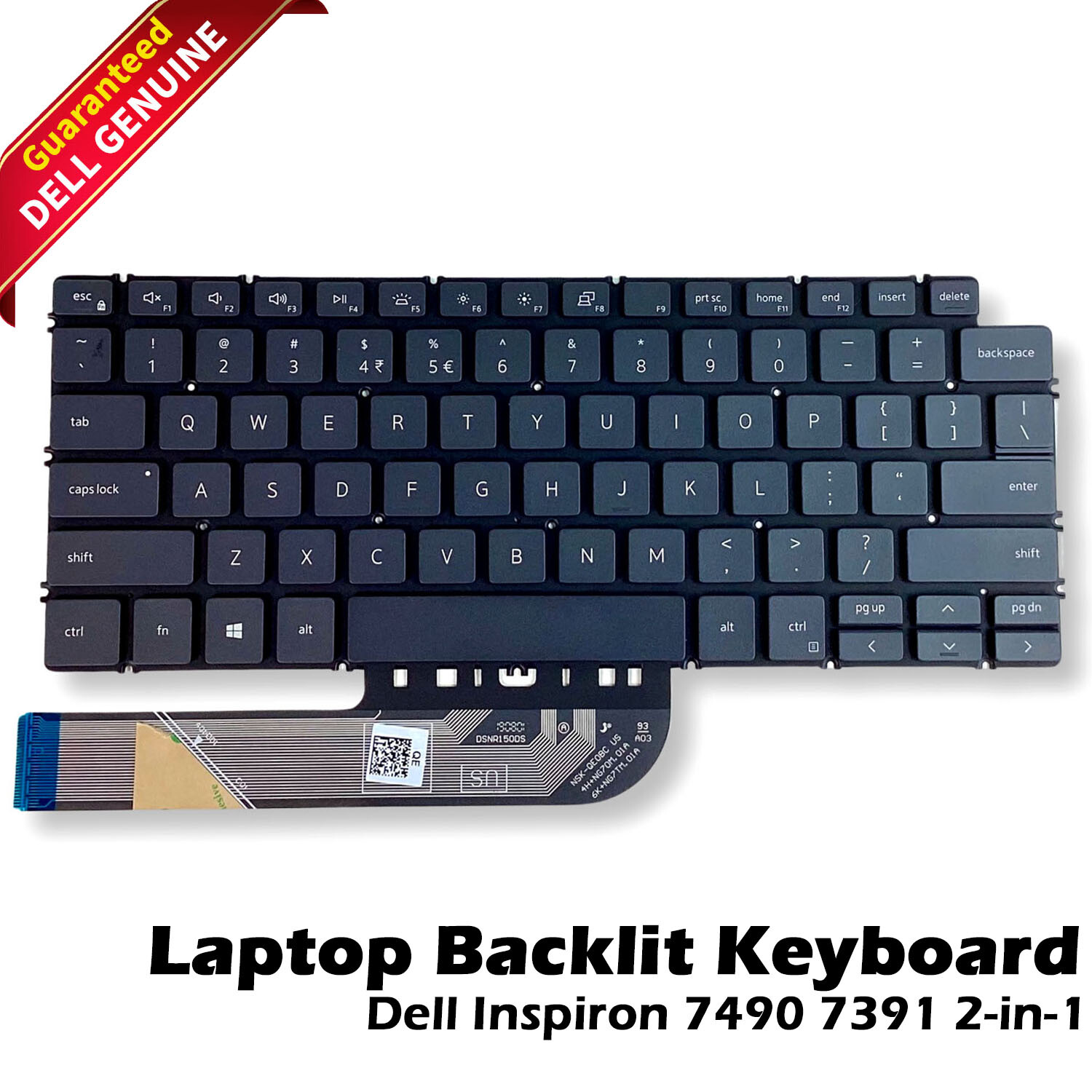 Genuine Dell OEM Inspiron 7490 7391 2-in-1 Laptop Backlit Keyboard ...