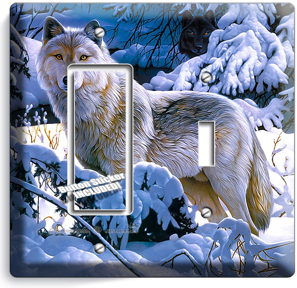 WILD GRAY WOLF WINTER FOREST LIGHT SWITCH OUTLET WALL PLATE COVER ROOM ...