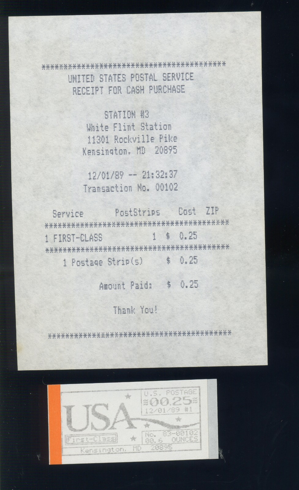 CVP16 First Class Computer Vended Postage Stamp w/KIOSK Receipt! | eBay