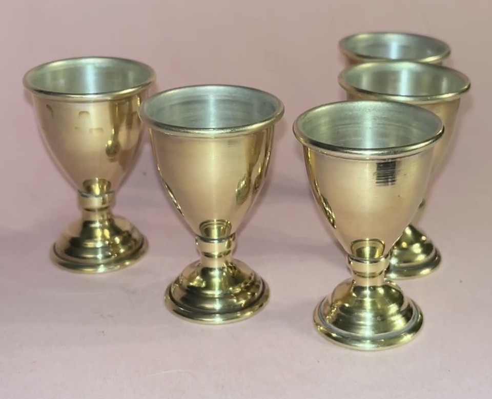 Set of 5 Small Brass Wine/Cordial Goblets Cups | eBay