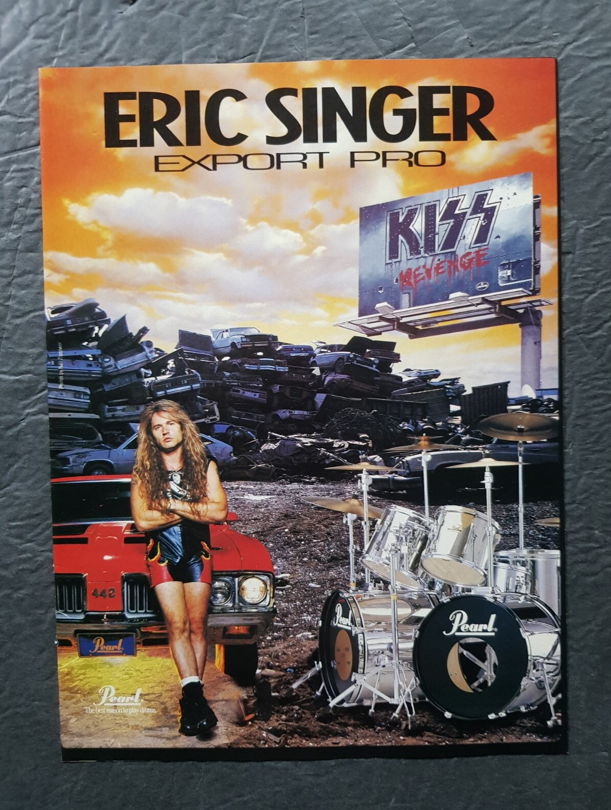 Eric Singer Pearl Drums Promo Print Advertisement Vintage 1992 | eBay