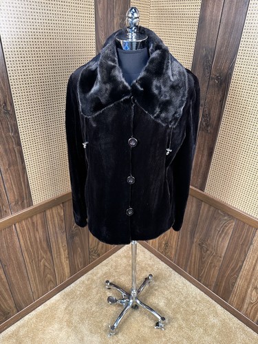 SELECT ROYAL GRADE MINK DYED JET BLACK SHEARED MINK REVERSIBLE TAFFETA ...