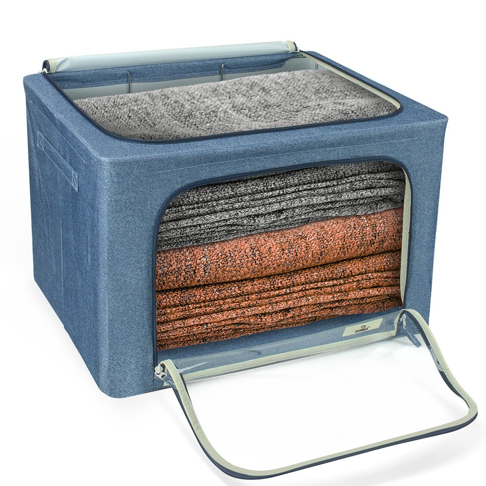 Large Storage Bag Box Foldable Stackable Organizer Bins for Clothes ...