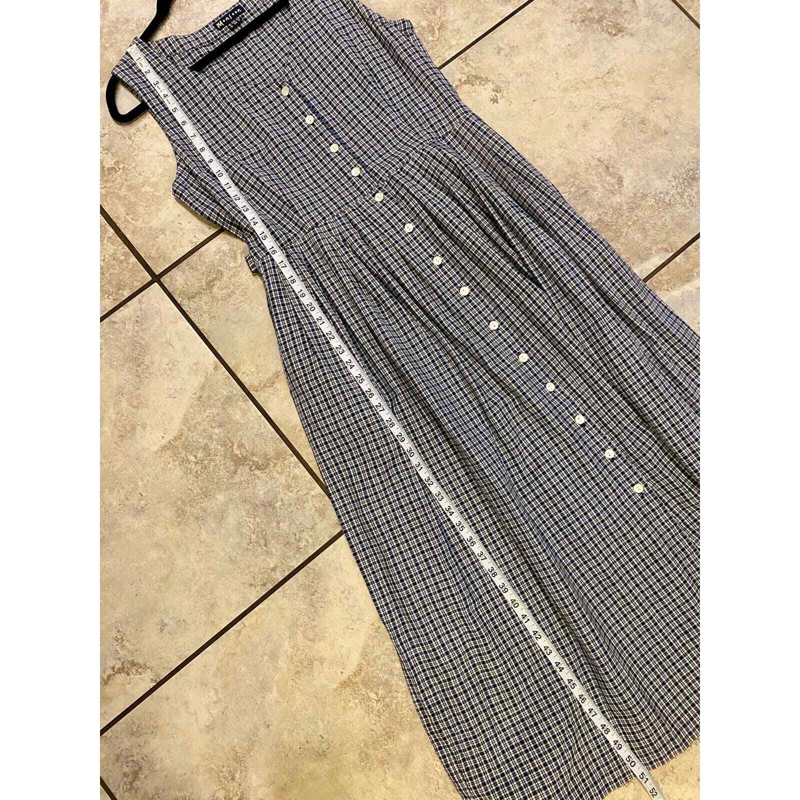 Monsoon Navy Blue White Check Plaid Prairiecore Maxi … - Gem