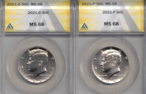 2021-P & D Kennedy Half Dollar ANACS MS 68 Certified Two Coins! | eBay