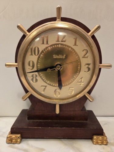 Vtg United Nautical Brass Captains Ship Wheel Electric Clock WORKS | eBay
