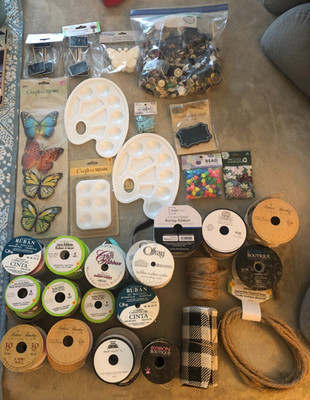 Lot of Mixed Craft Supplies & Crafting Items 65 Rolls of Ribbon + More ...