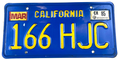 Vintage California License Plate 1985 Old Car Tag Man Cave Collector ...