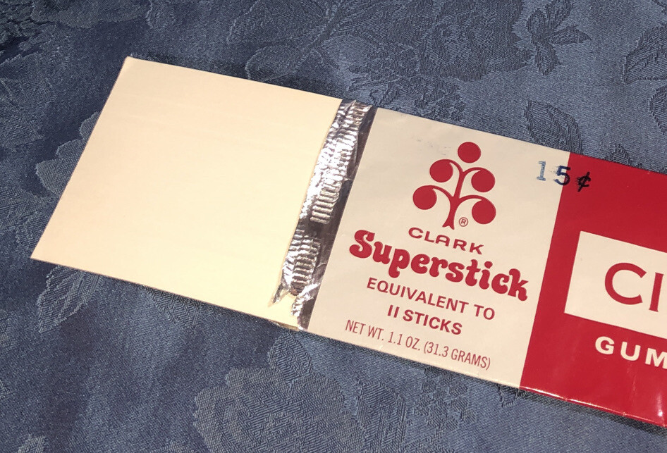 Vintage 15 Cent Clark’s Clark SUPERSTICK Gum Cinnamint container 9.5 ...