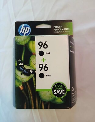 New In Box HP 96 (C9348FN140) Black Ink Cartridges Twin 2 Pack OEM Exp ...