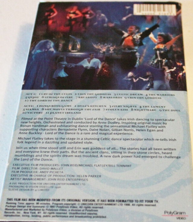 Lord of the Dance (VHS 1997) Michael Flatley, Bernadette Flynn, Daire ...