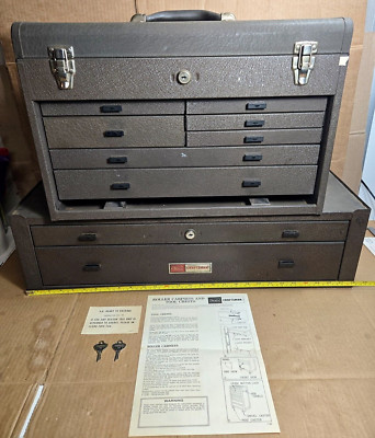 Vtg Craftsman 20" Machinist Tool Box 7 Drawer w/ Matching 28" 2 Drawer ...