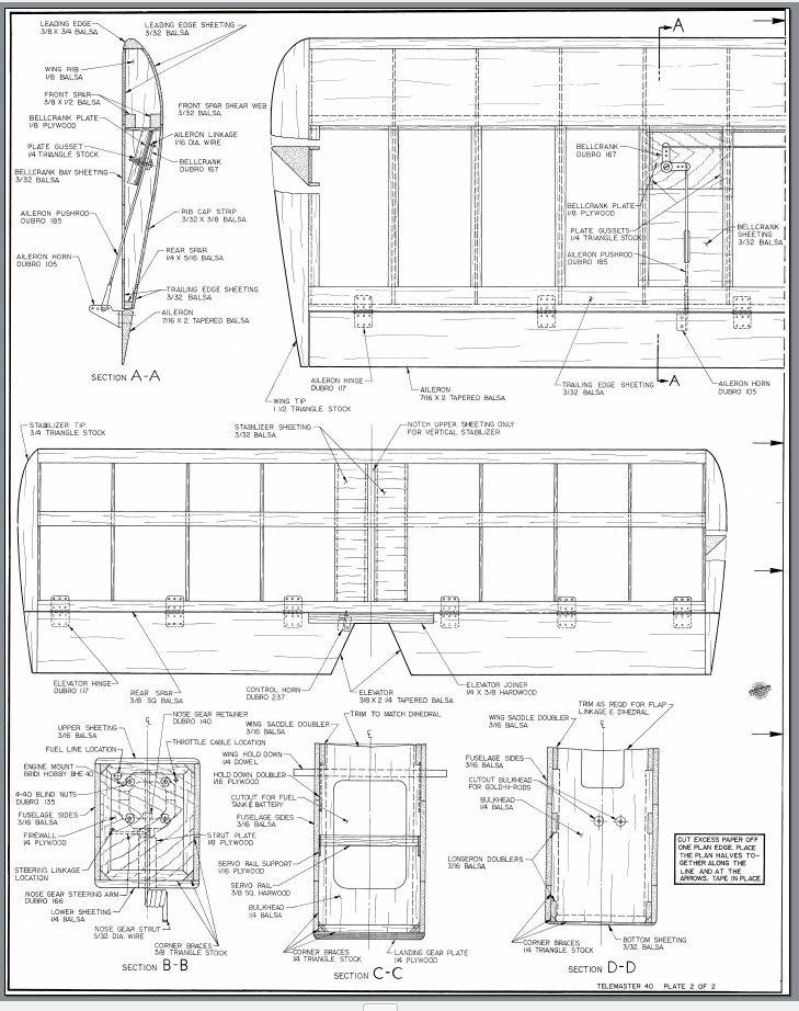 Telemaster 40 RC 73 inch Trainer Airplane Printed Plans | eBay