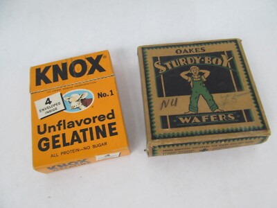 Vintage Knox Gelatine and Oakes Sturdy Boy Wafers Advertising Boxes | eBay