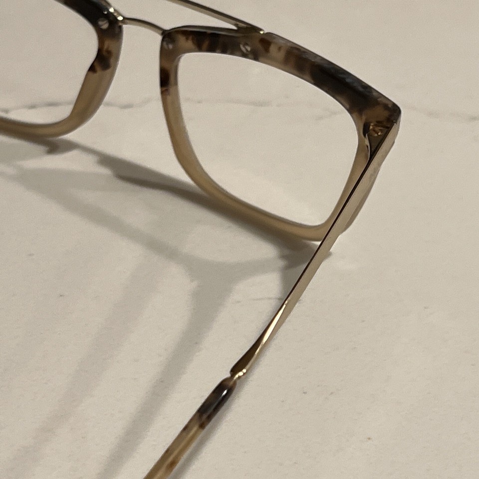 PRADA VPR18Q ROZ-1O1 53mm Brown Top Beige Browline Eyeglasses Frames ...