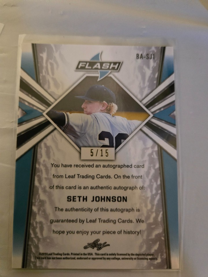 2020 Leaf Flash Seth Johnson Auto Green /15 RC Prospect Rookie #BA-SJ1 ...