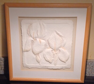 Hand Cast Paper Iris Flowers Framed Signed By Wesley "Wess" Smith Figi ...