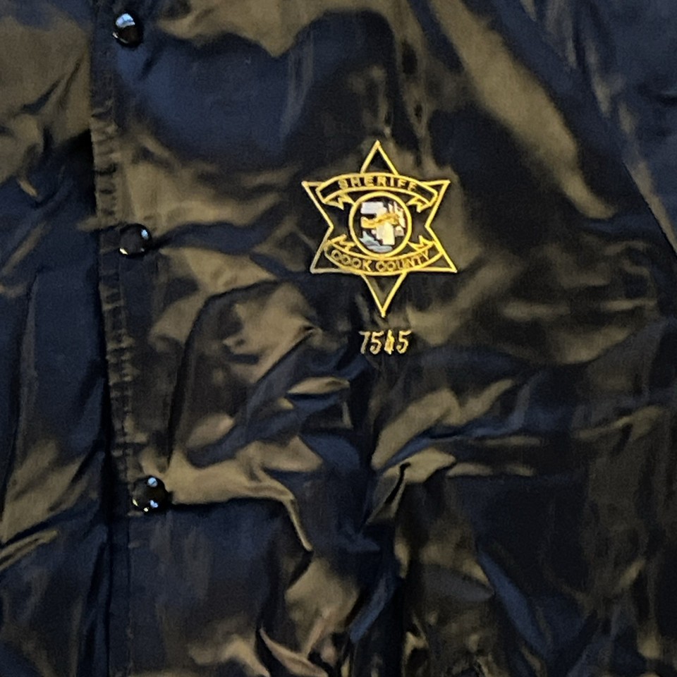 Vintage Cook County Sheriff Bomber Jacket Black Size XL | eBay