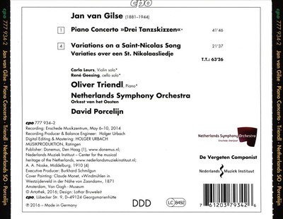 JAN VAN GILSE: PIANO CONCERTO "DREI TANZSKIZZEN"; VARIATIONS ON A SAINT ...