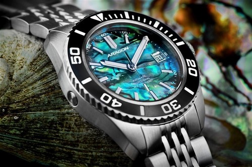 NEW beautiful unique ARAGON EVO NH35 44MM Stainless Steel ABALONE dial ...
