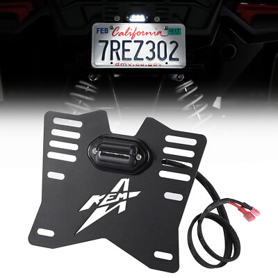 UTV ATV License Plate Holder Led Light Bracket for Polaris Ranger RZR ...