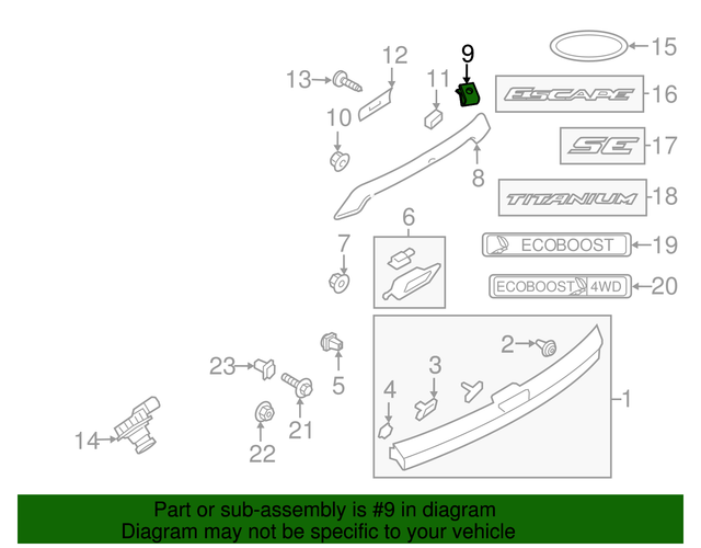 Ford OEM 17-18 Escape Liftgate Tailgate-upper Molding Clip W790449S900 ...