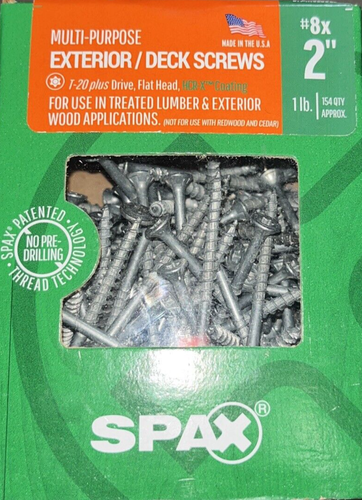 Spax Multipurpose Exterior Deck Screws #8 x 2" 1 Lb Approx 140 QTY Made ...
